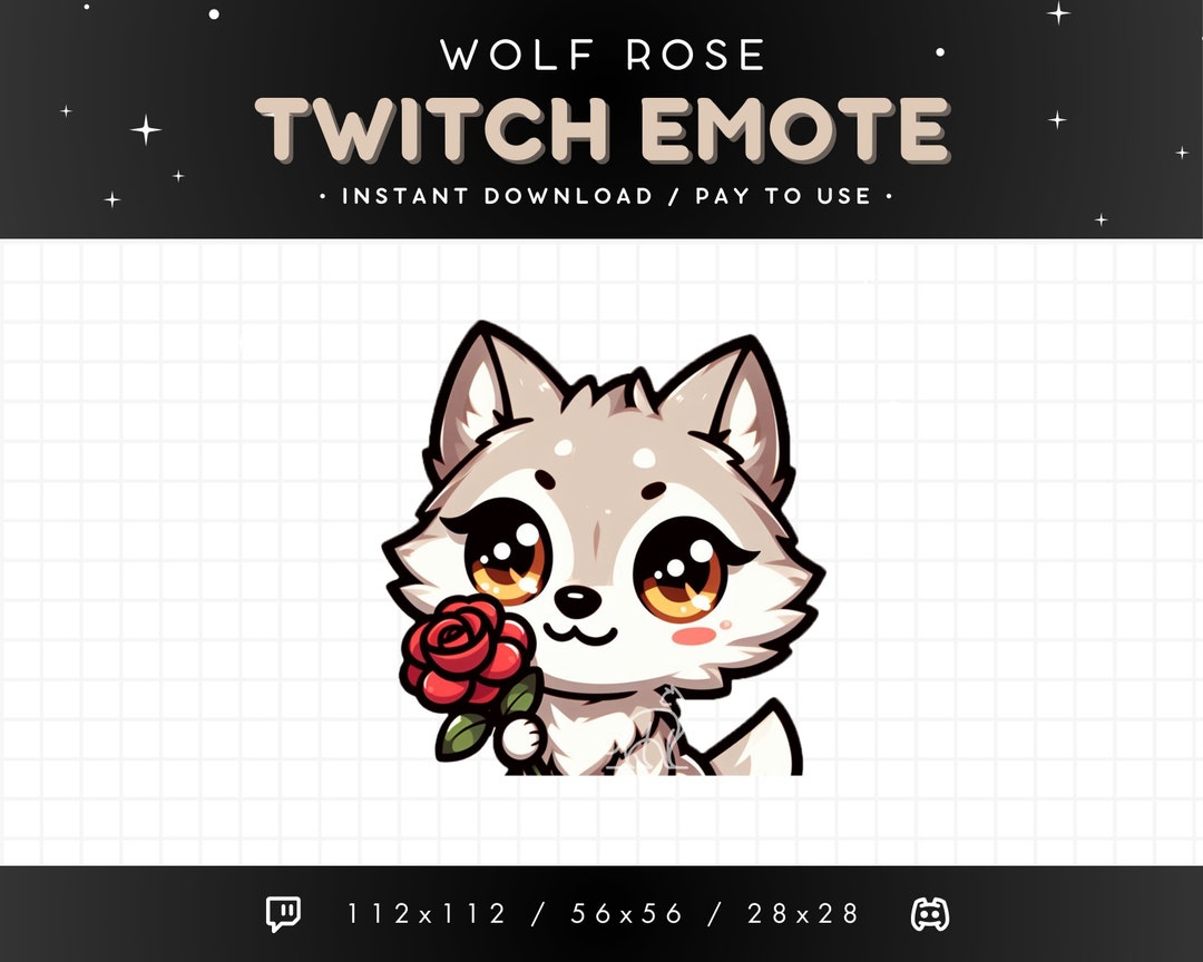 Cute Wolf Twitch Emote Holding Flower Wolf Emote, Wolf Discord Emote ...