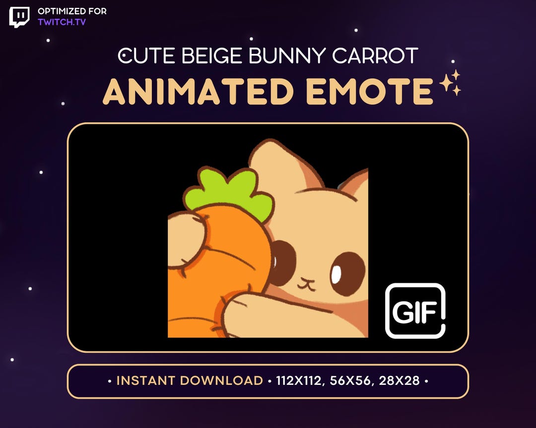 ANIMATED Beige Bunny Carrot Emote - Cute Animated Bunny Discord Emote ...