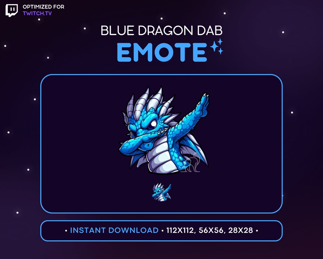 Cool Blue Dragon Twitch Emote - Dabbing Dragon Emote, Dragon Discord ...