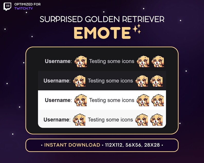 Cute Golden Retriever Twitch Emote Amazed Dog Emote, Dog Discord Emote ...