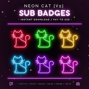 Neon Cat Sub Badges Neon Twitch Sub Badges, Channel Point Icon, Loyalty ...