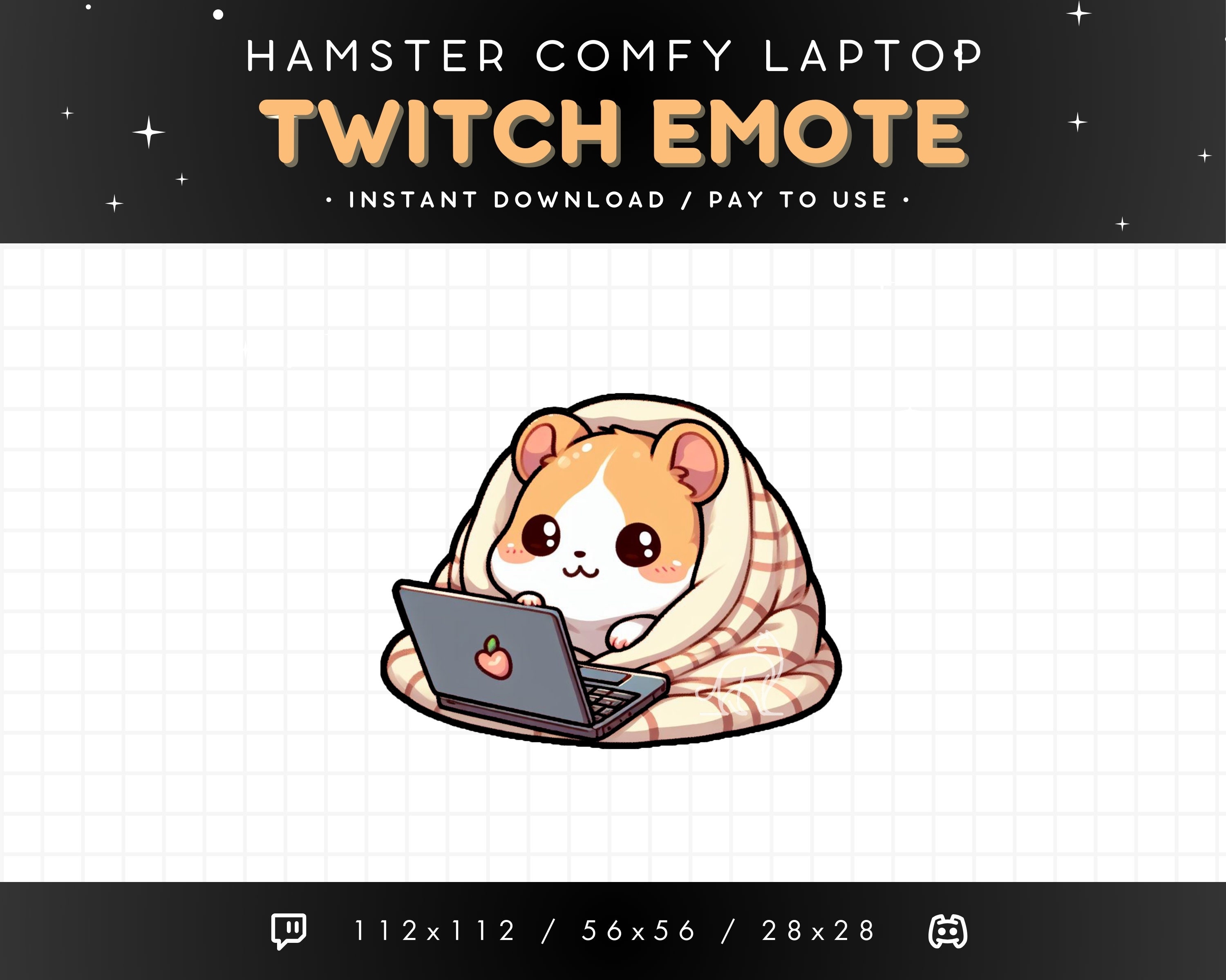 Comfy Hamster Lurk Watching Laptop Twitch Emote Cute Hamster Emote ...