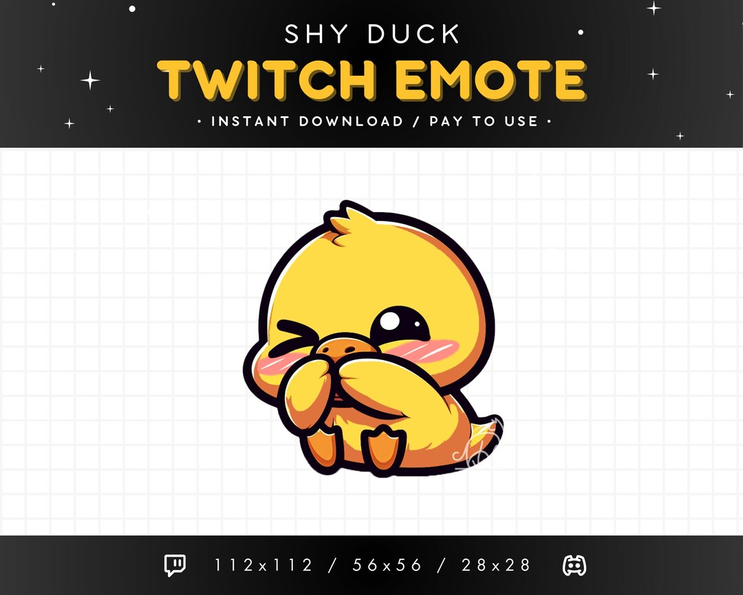 Cute Duck Twitch Emote Shy Duck Emote, Duck Discord Emote, Gaming, Streaming Assets, Emoji ...