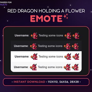 Red Dragon Twitch Emote Holding Flower - Sun Flower Dragon Emote ...