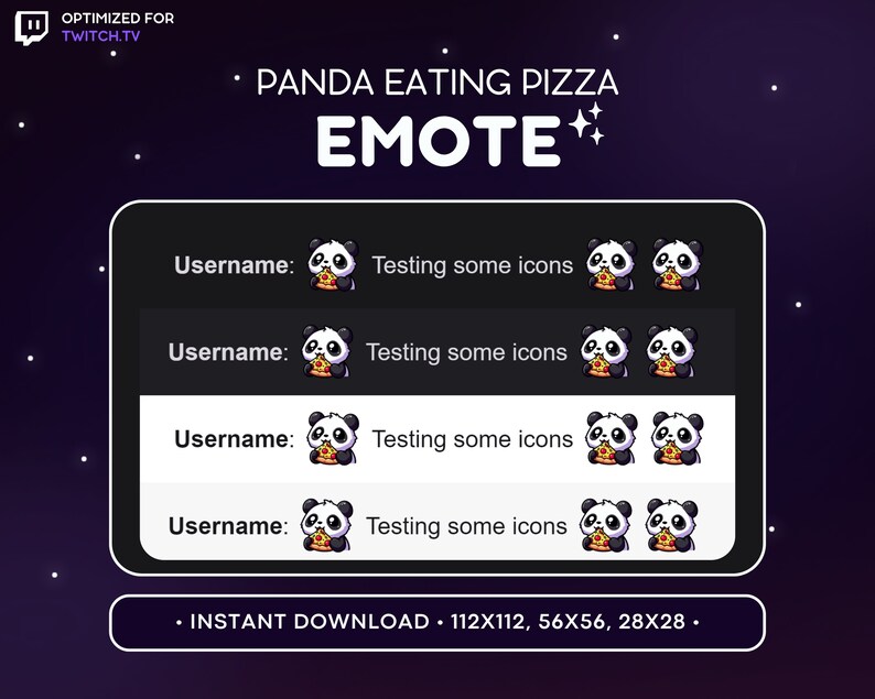 Cute Panda Twitch Emote Pizza - Panda Emote, Panda Discord Emote ...