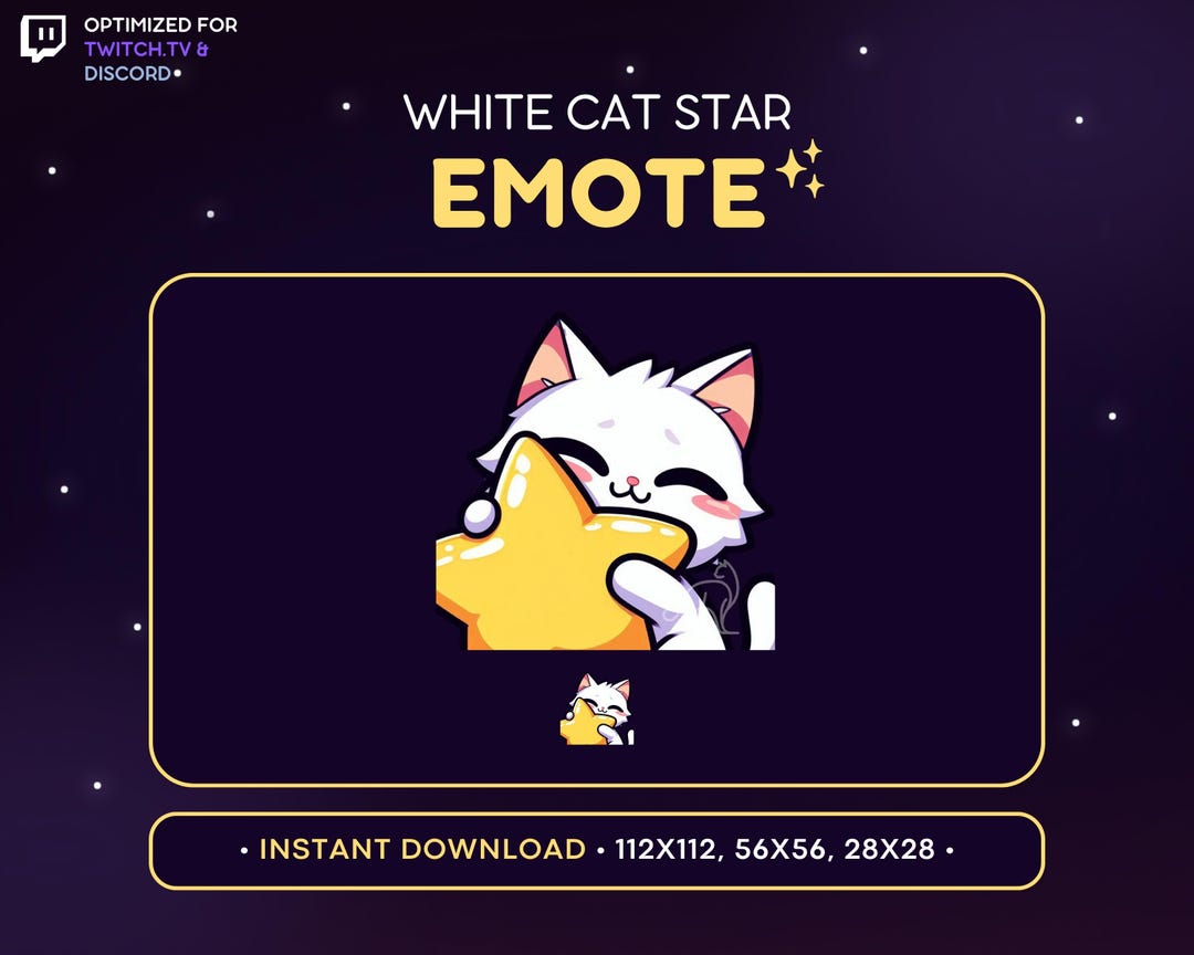 White Cat Twitch Emote - MVP, Hugging a Star, Shiny, Proud, Discord ...