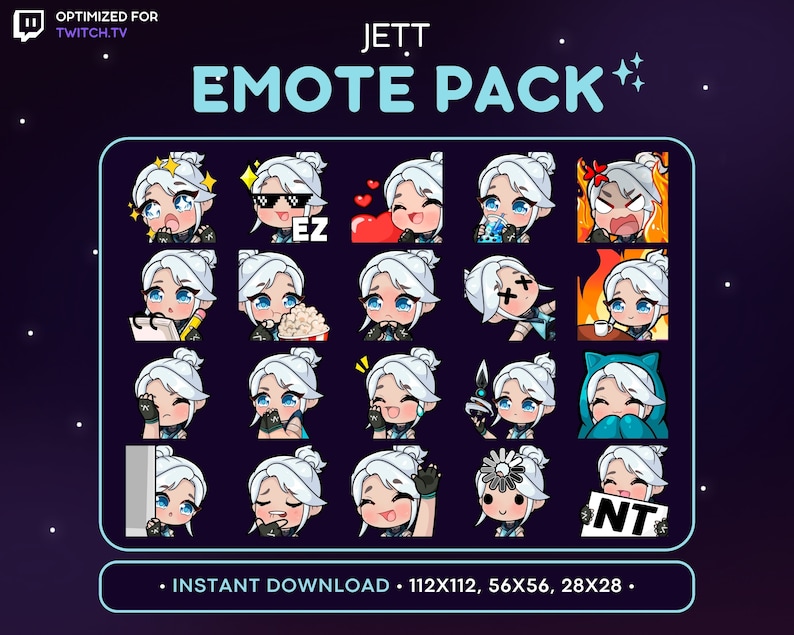 Valorant Jett Twitch Emote Pack 20x - Jett Discord Emote, Jett ...