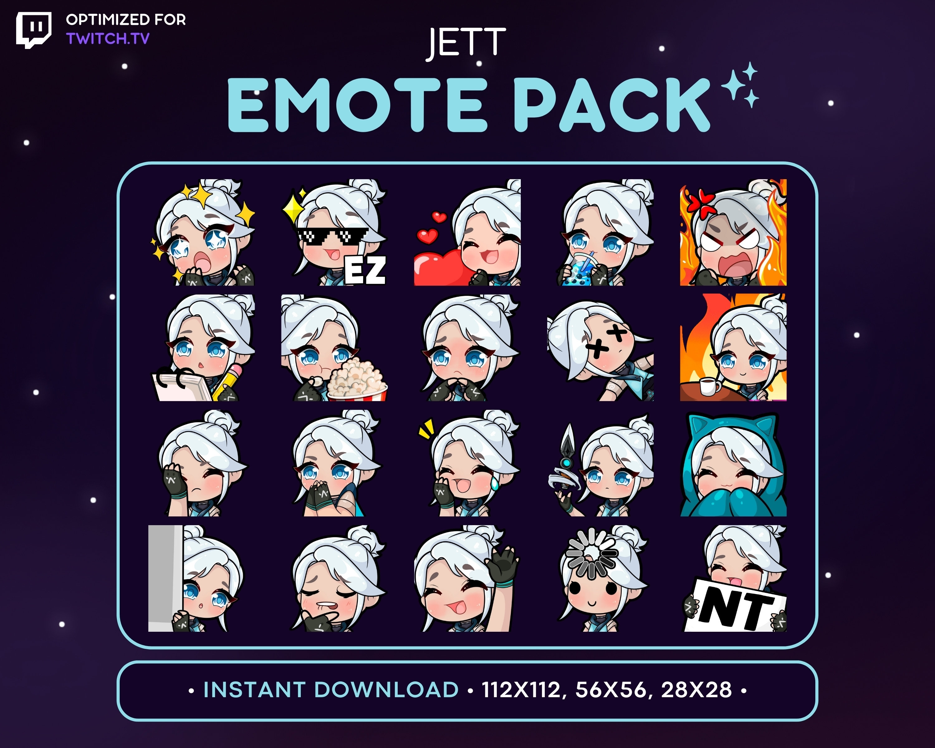 Valorant Jett Twitch Emote Pack 20x Jett Discord Emote, Jett Streaming ...