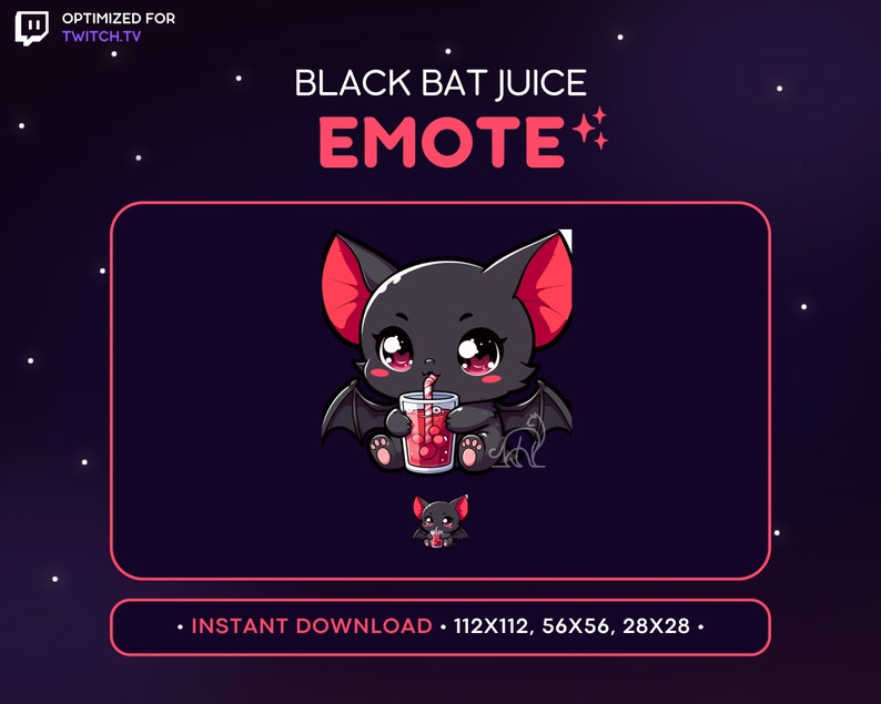 Cute Bat Twitch Emote Juice - Drink Bat Emote, Bat Discord Emote ...