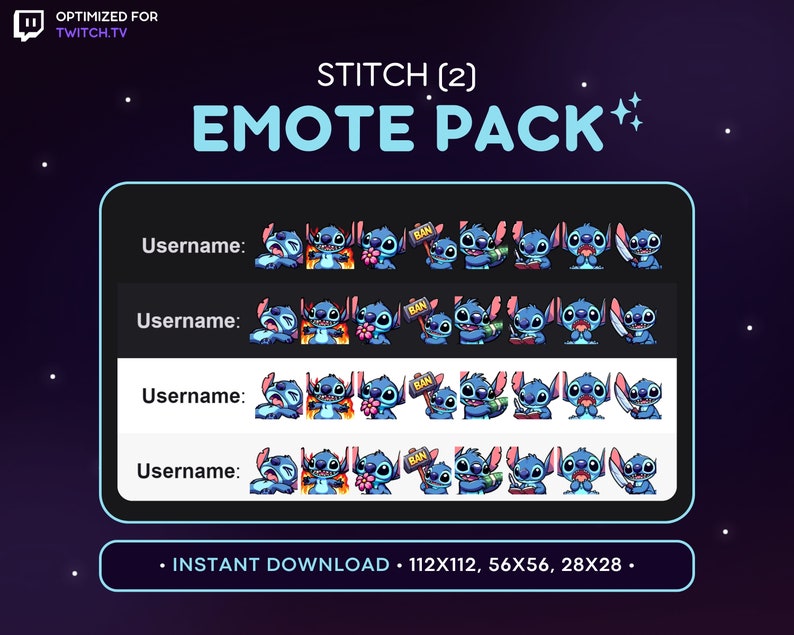 Stitch Twitch Emote Pack 8x V2 - Stitch Discord Emote, Stitch Streaming ...