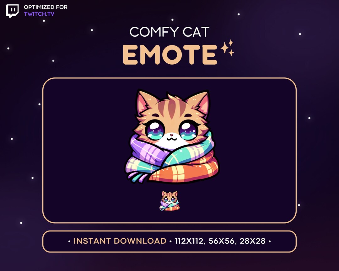 Cute Comfy Cat Twitch Emote - Cozy Orange Cat Emote, Cat Discord Emote ...