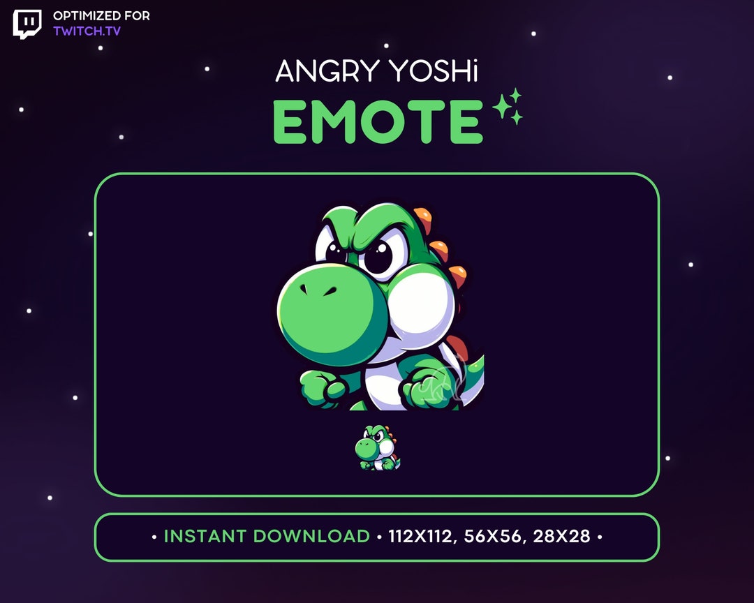 Yoshi Twitch Emote - Angry Yoshi Emote, Yoshi Discord Emote, Smash Bros ...