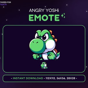 Yoshi Twitch Emote - Angry Yoshi Emote, Yoshi Discord Emote, Smash Bros ...