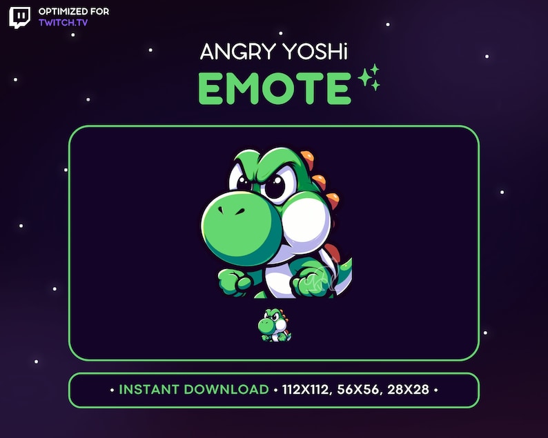 Yoshi Twitch Emote - Angry Yoshi Emote, Yoshi Discord Emote, Smash Bros ...