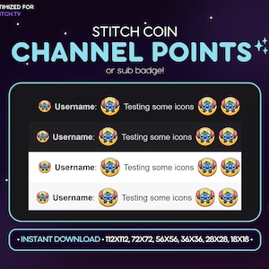 Stitch Coin Twitch Channel Point Icon, Sub Badge, Emote - Stitch ...