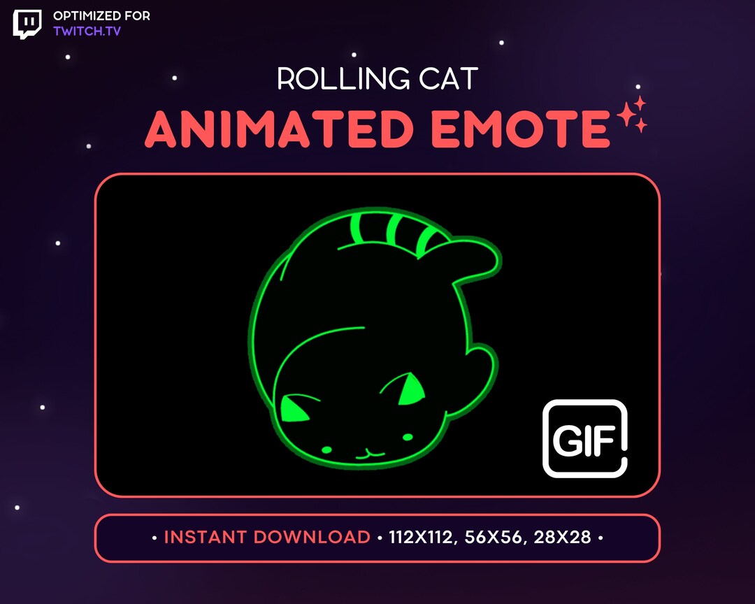 Rolling Cat Animated Emote - Animated Twitch Emote, Streaming Assets ...