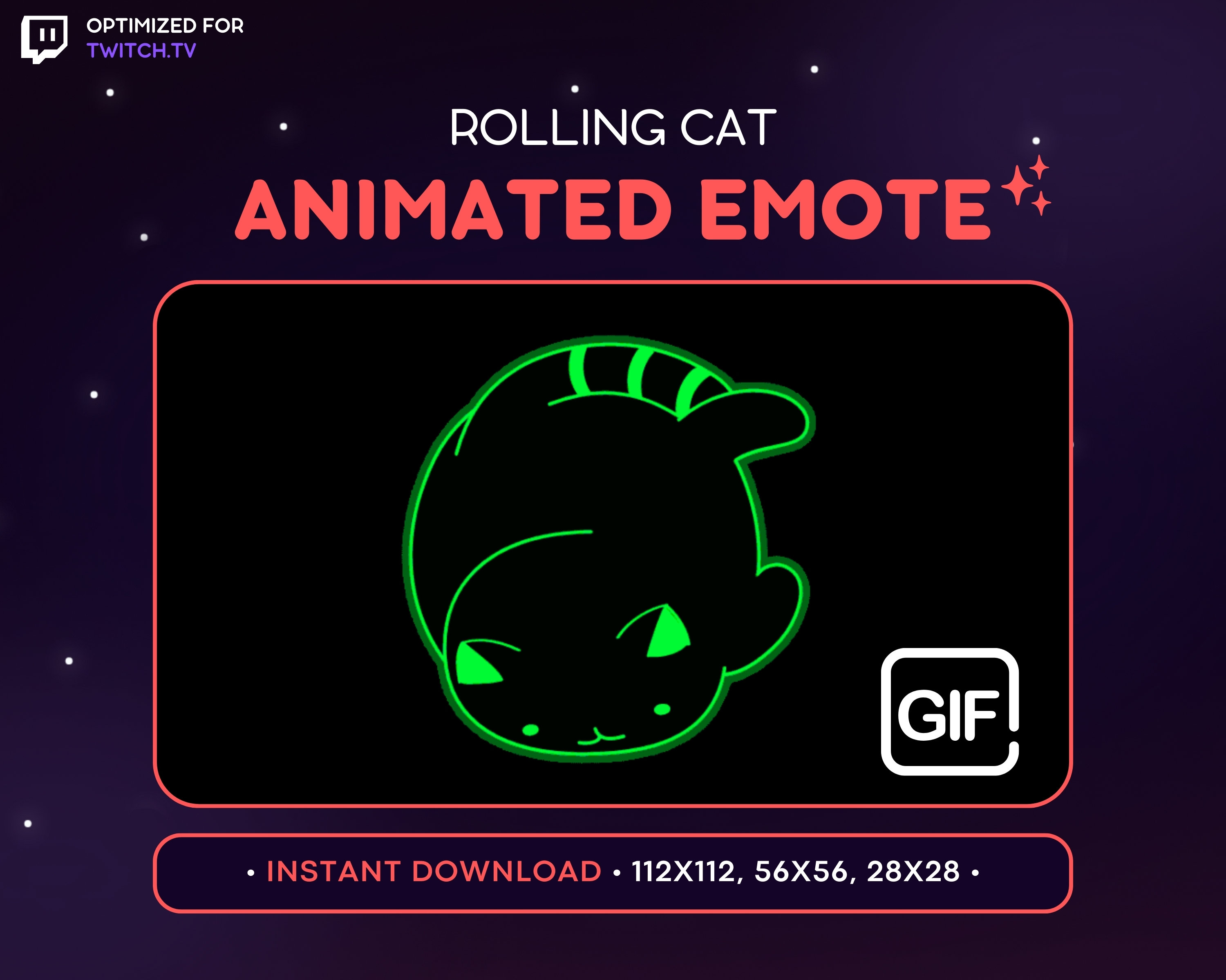 Rolling Cat Animated Emote - Animated Twitch Emote, Streaming Assets ...