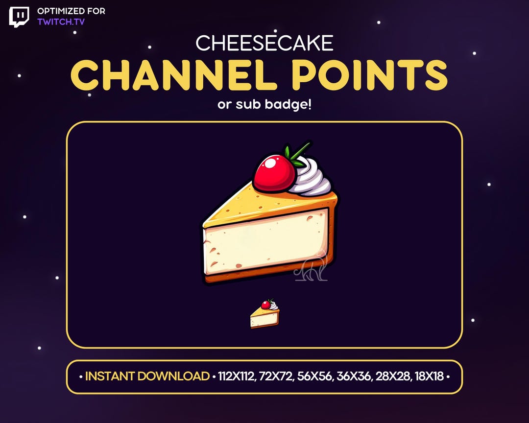 Cheesecake Twitch Channel Point Icon, Sub Badge, Emote - Dessert ...