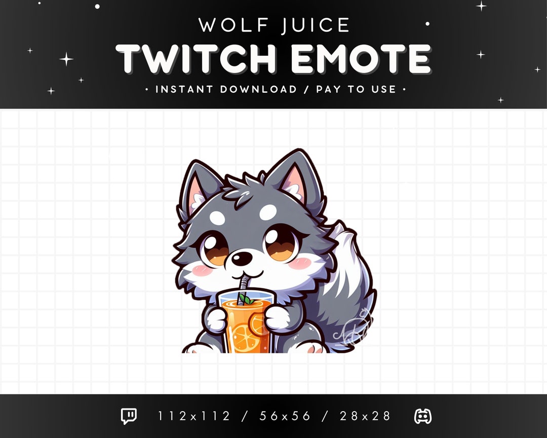 Cute Wolf Twitch Emote Juice Hydrate Wolf Emote, Wolf Discord Emote ...