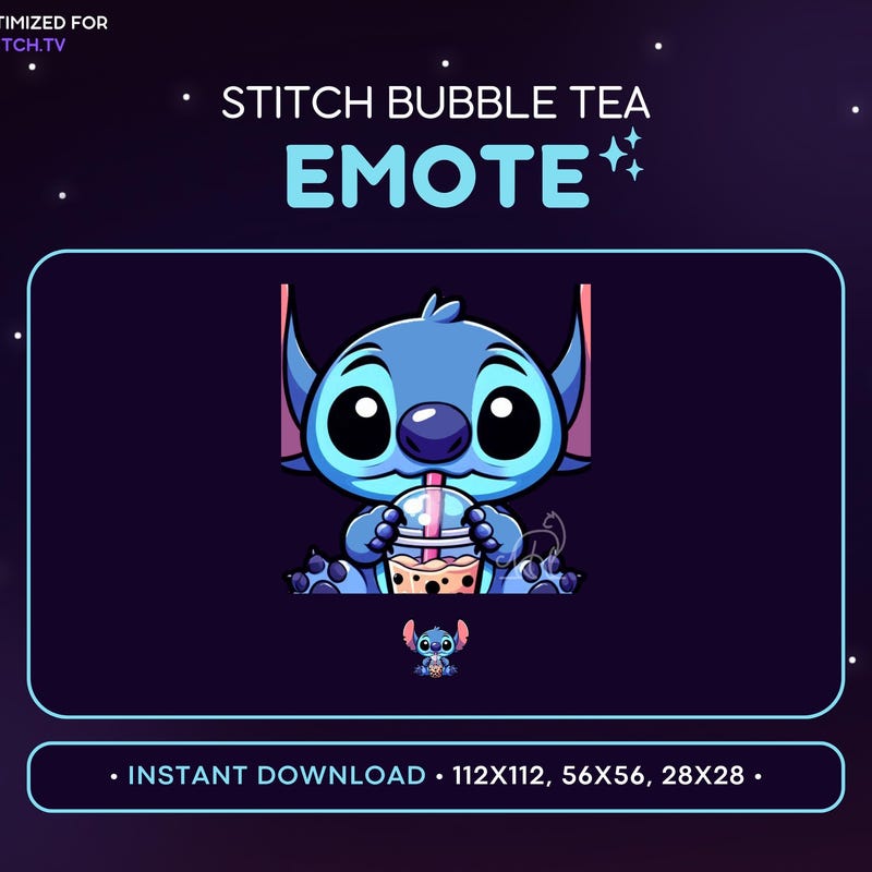 Stitch Drinking Boba - Etsy