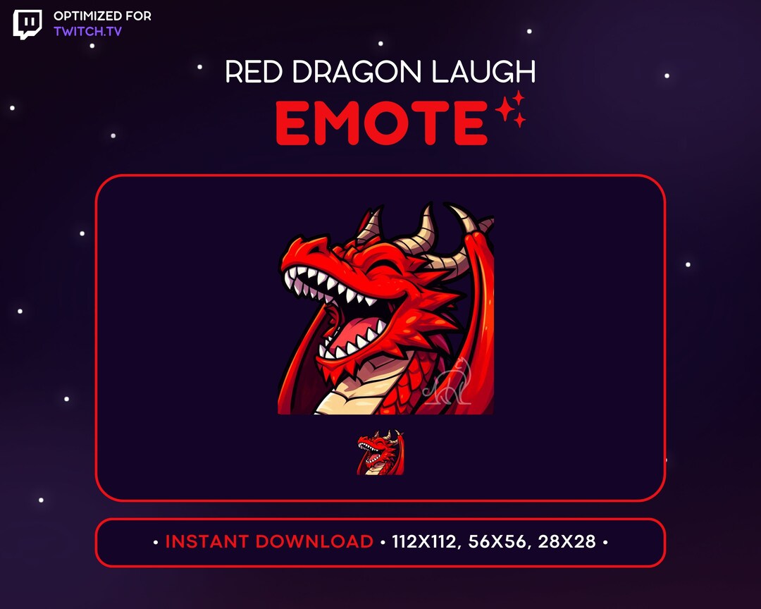 Cool Red Dragon Twitch Emote - Laughing Dragon Emote, Dragon Discord ...