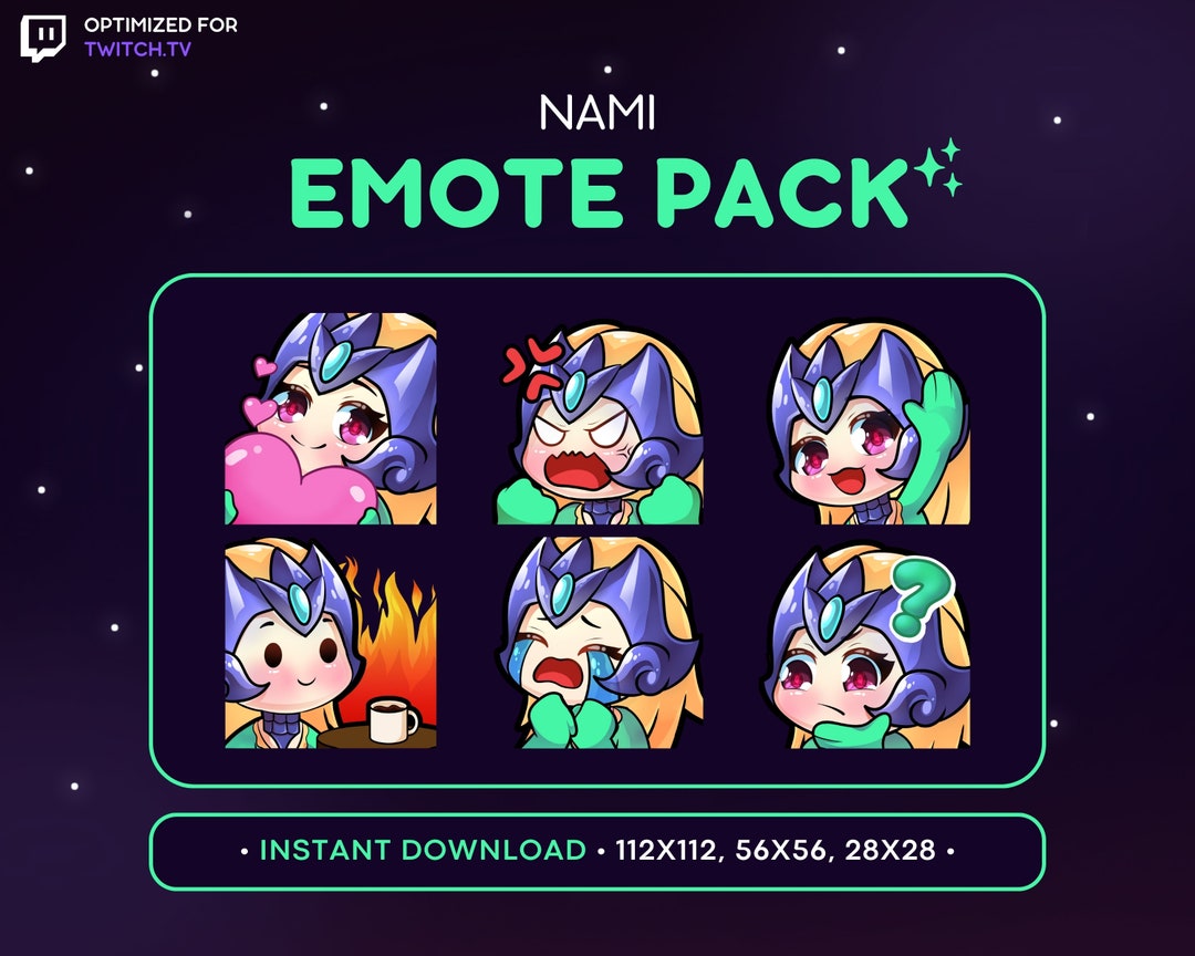 Nami Twitch Emote Pack 6x League of Legends - Nami Discord Emote ...