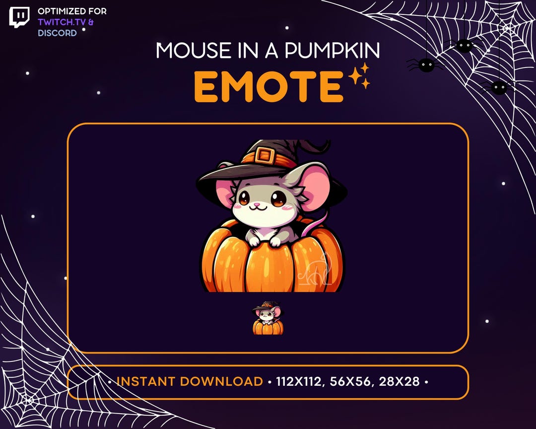 Mouse Twitch Emote - Pumpkin, Witch Hat, Halloween Emote, Discord ...