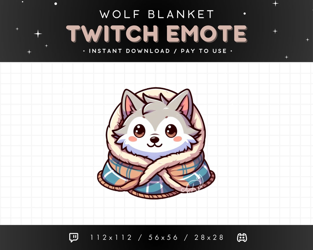 Cute Wolf Twitch Emote Blanket Cozy Wolf Emote, Wolf Discord Emote ...