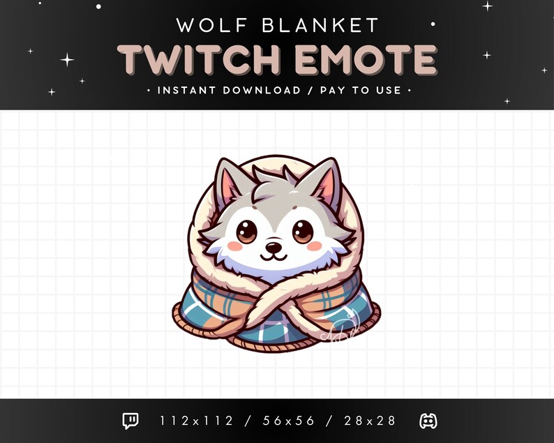 Cute Wolf Twitch Emote Blanket Cozy Wolf Emote, Wolf Discord Emote ...