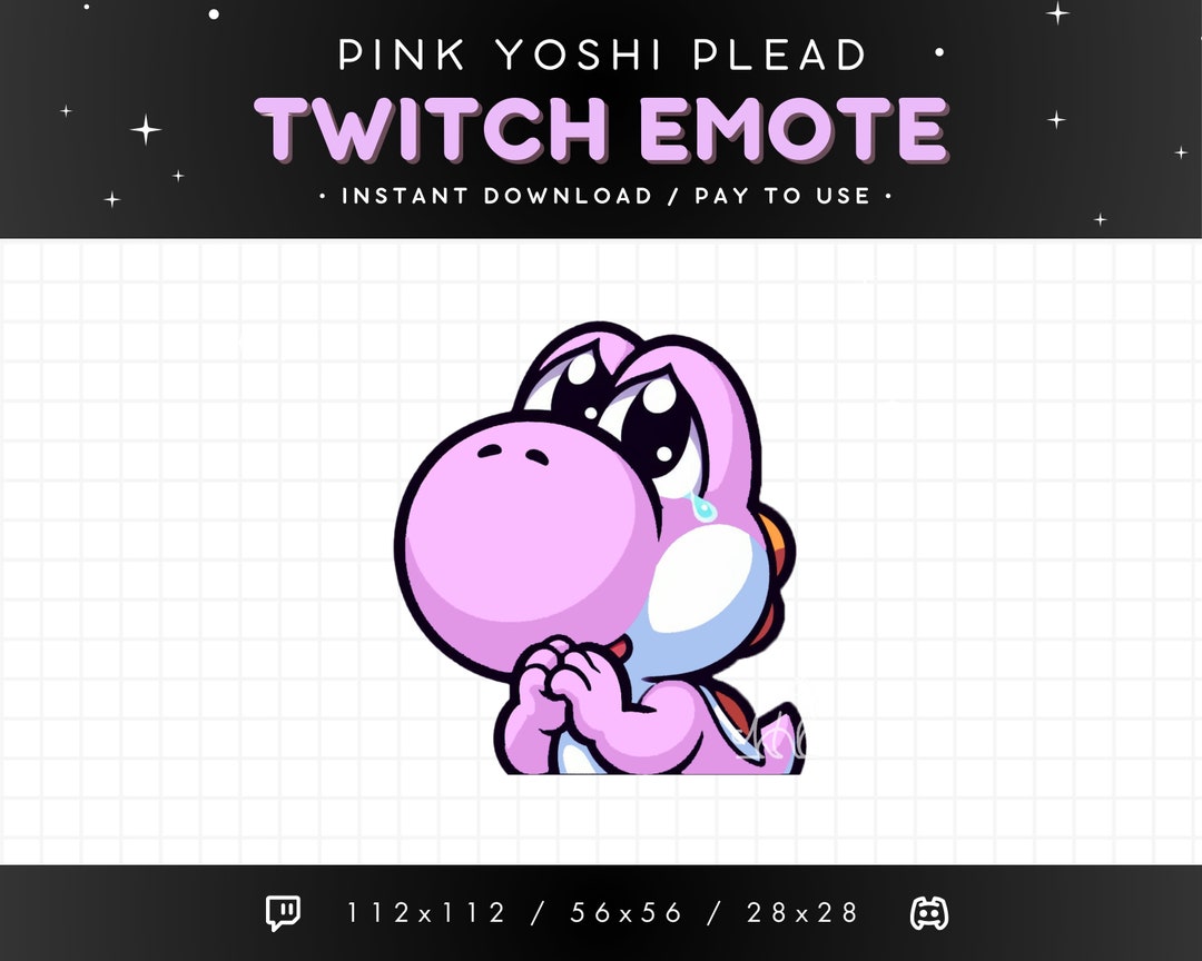 Cute Pink Yoshi Twitch Emote Pleading Yoshi Emote, Yoshi Discord Emote ...