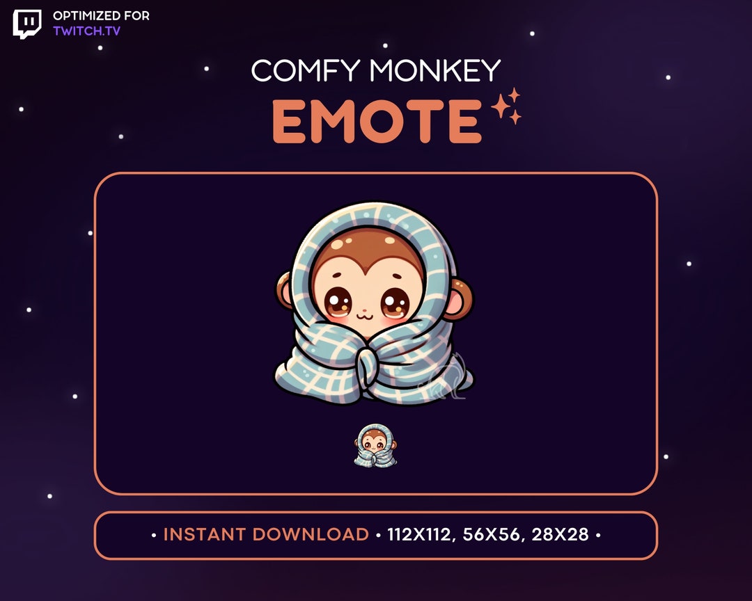 Cute Monkey Twitch Emote Blanket - Comfy Monkey Emote, Monkey Discord ...