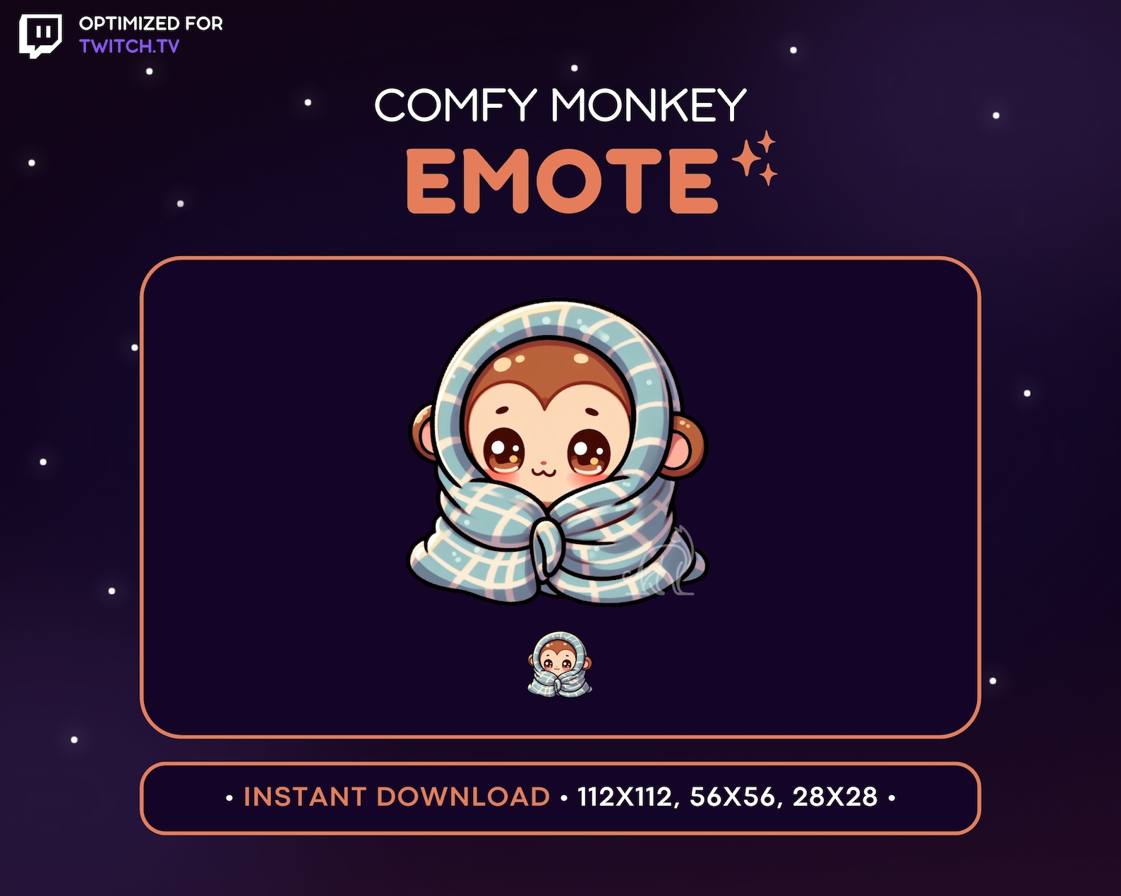 Cute Monkey Twitch Emote Blanket Comfy Monkey Emote, Monkey Discord ...