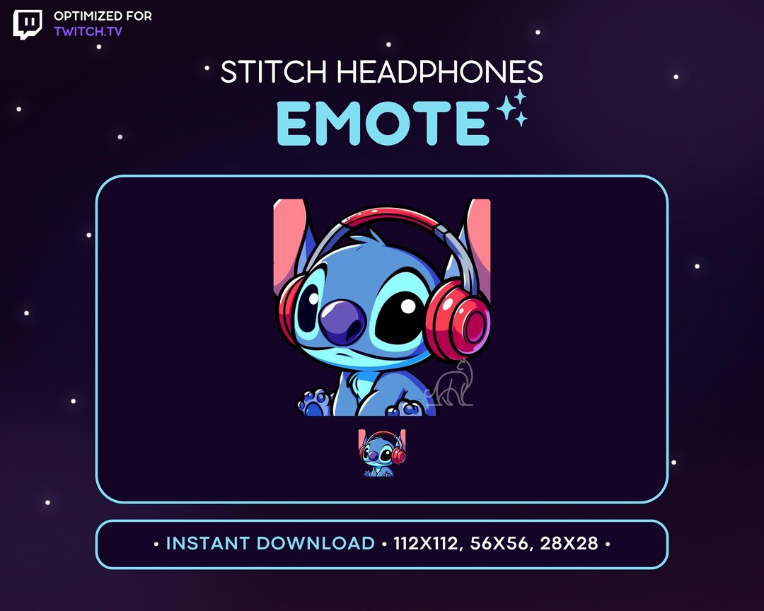 Stitch Twitch Emote - Headphones Stitch Discord Emote, Stitch Streaming ...