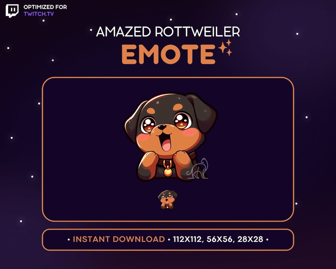 Cute Rottweiler Twitch Emote - Amazed Dog Emote, Rottweiler Discord ...
