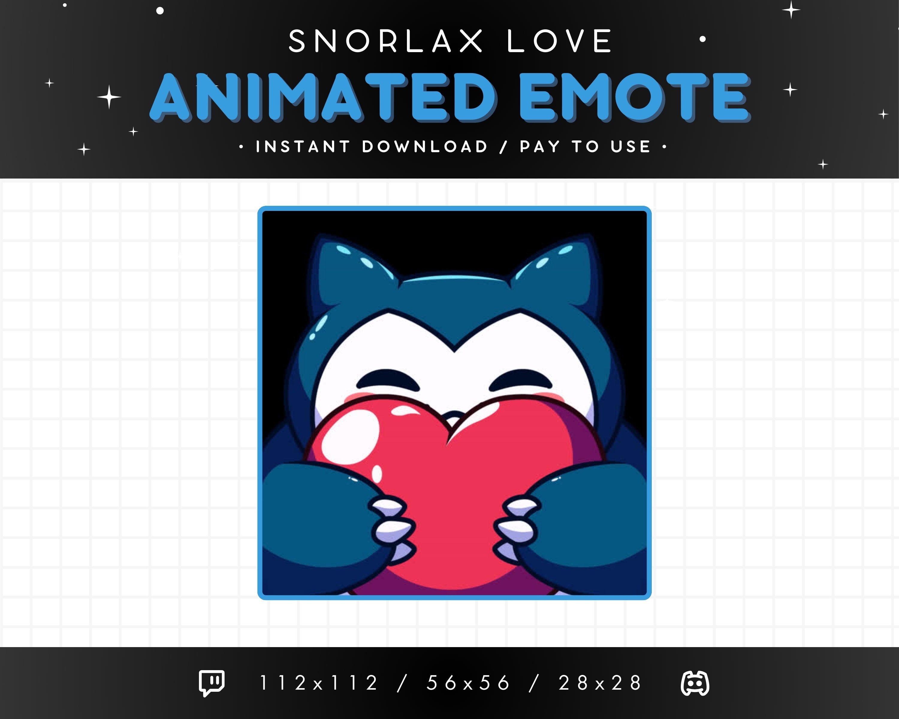 Cute Snorlax Animated Twitch Emote Love Snorlax Pokemon Emote, Gaming ...