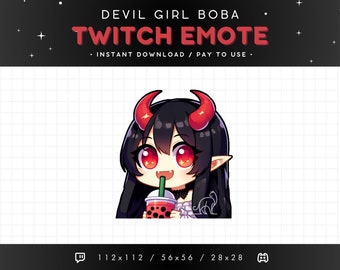 Axolotl Chibi Girl Twitch Emote, Boba Girl, Kawaii Anime Emote, Gamer ...