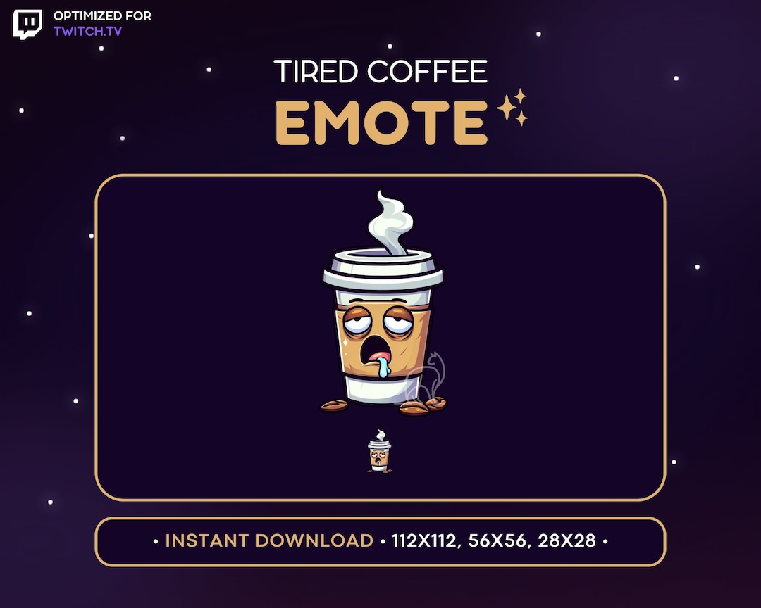 Tired Coffee Cup Twitch Emote - Coffee Emote, Coffee Discord Emote ...