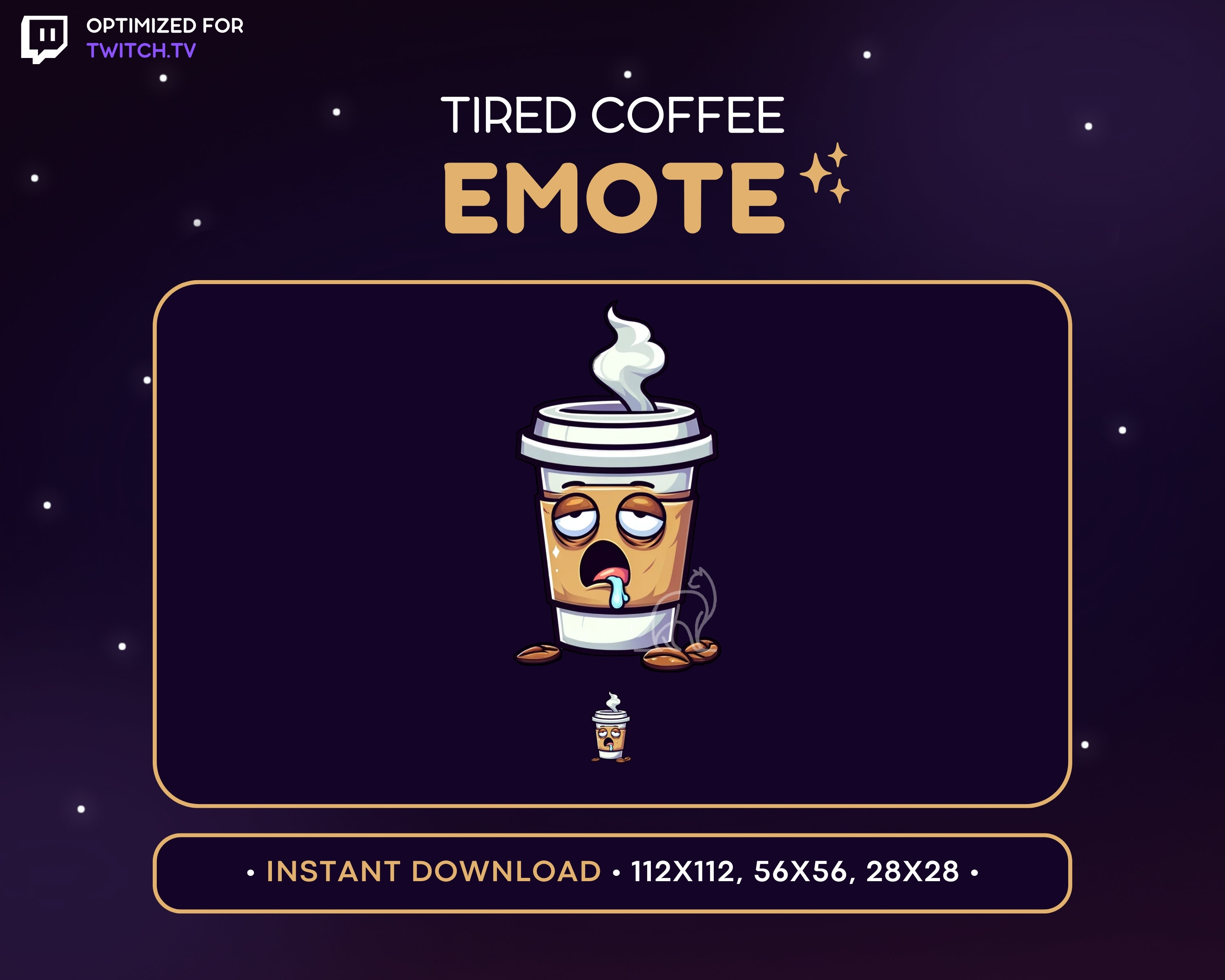 Tired Coffee Cup Twitch Emote - Coffee Emote, Coffee Discord Emote ...
