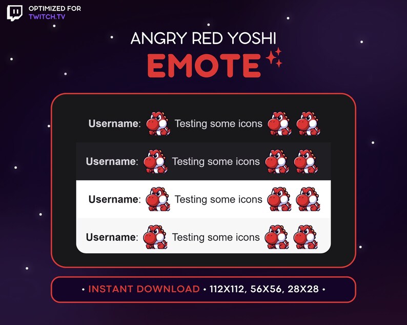 Cute Red Yoshi Twitch Emote Angry Yoshi Emote, Yoshi Discord Emote ...