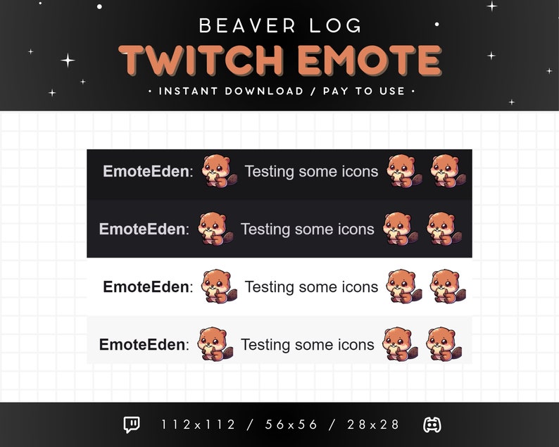 Cute Beaver Twitch Emote Log Beaver Emote, Beaver Discord Emote, Gaming ...