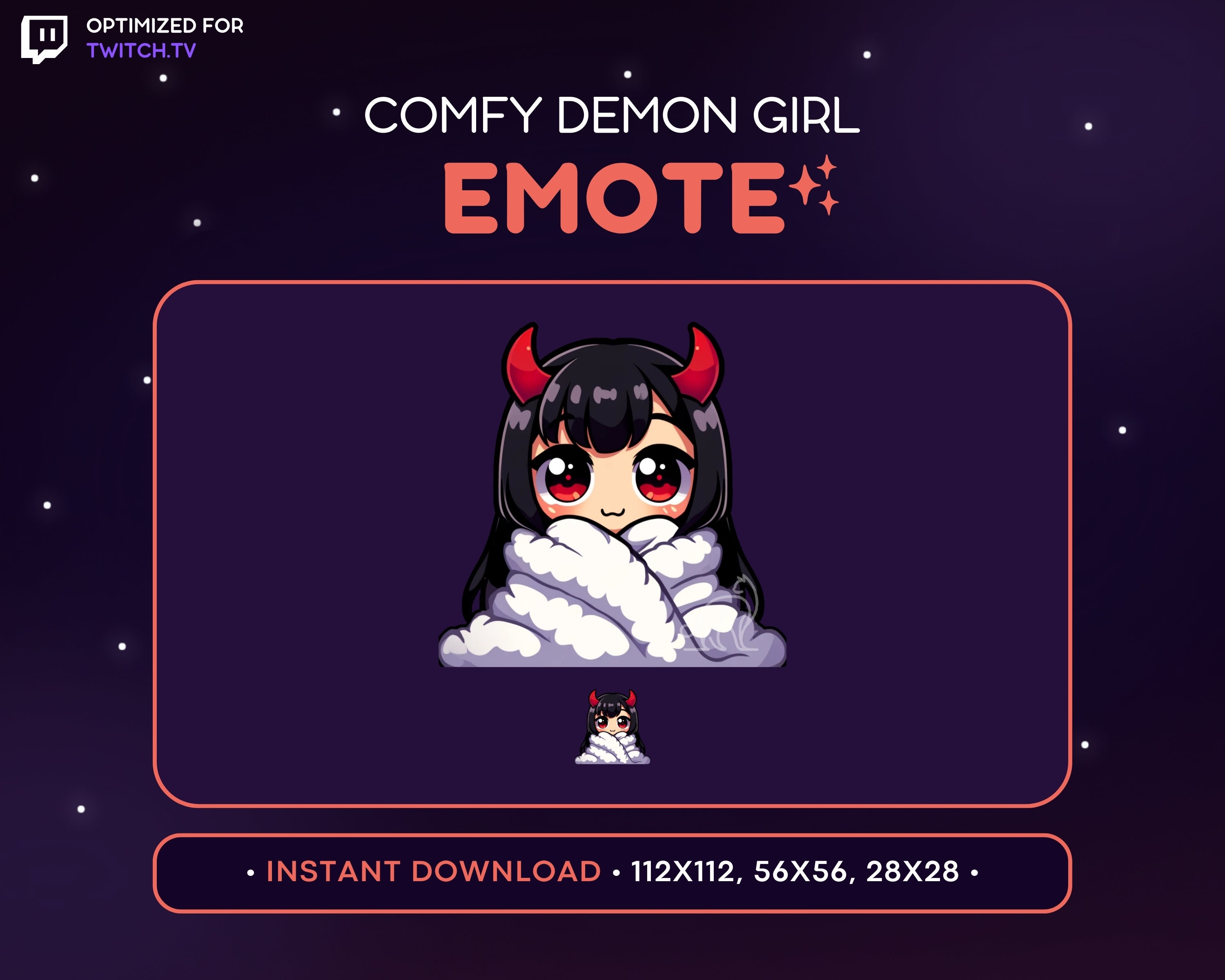 Comfy Demon Girl Twitch Emote, Evil Hell Girl, Kawaii Anime Emote ...