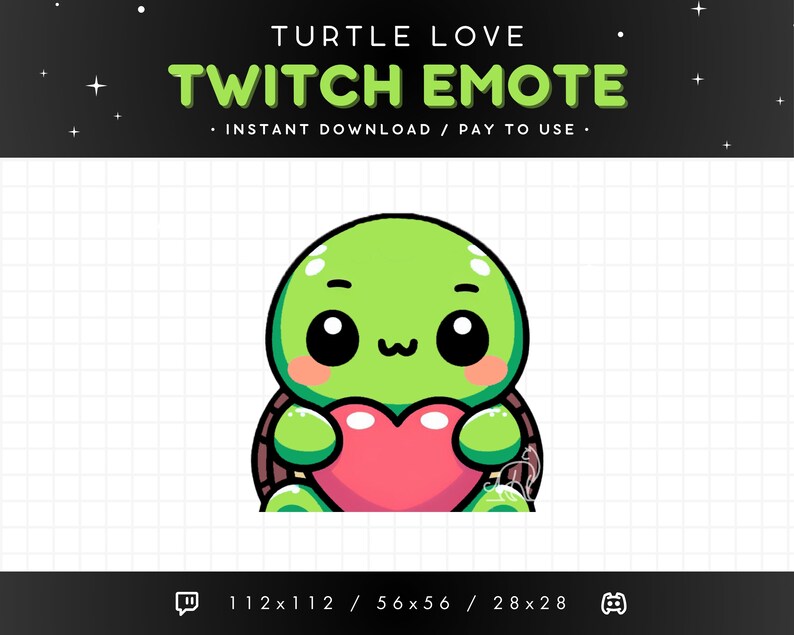 Cute Turtle Twitch Emote Love Heart Turtle Emote, Turtle Discord Emote ...