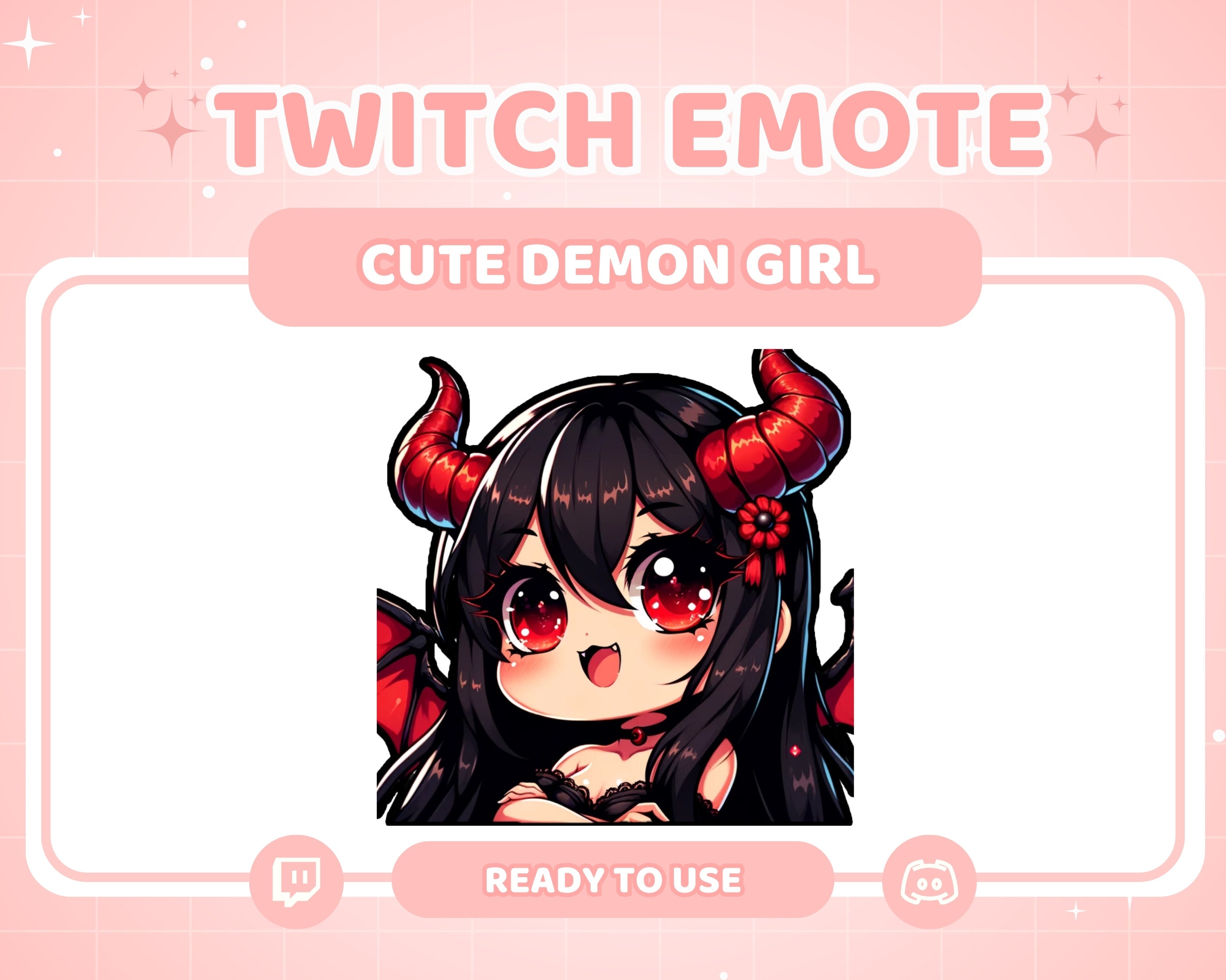 Demon Girl Twitch Emote, Evil Hell Girl, Kawaii Anime Emote, Gamer Girl ...