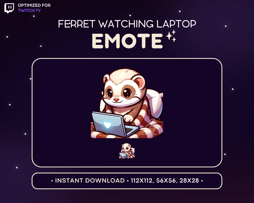 Comfy Ferret Lurk Watching Laptop Twitch Emote - Cute Ferret Twitch ...
