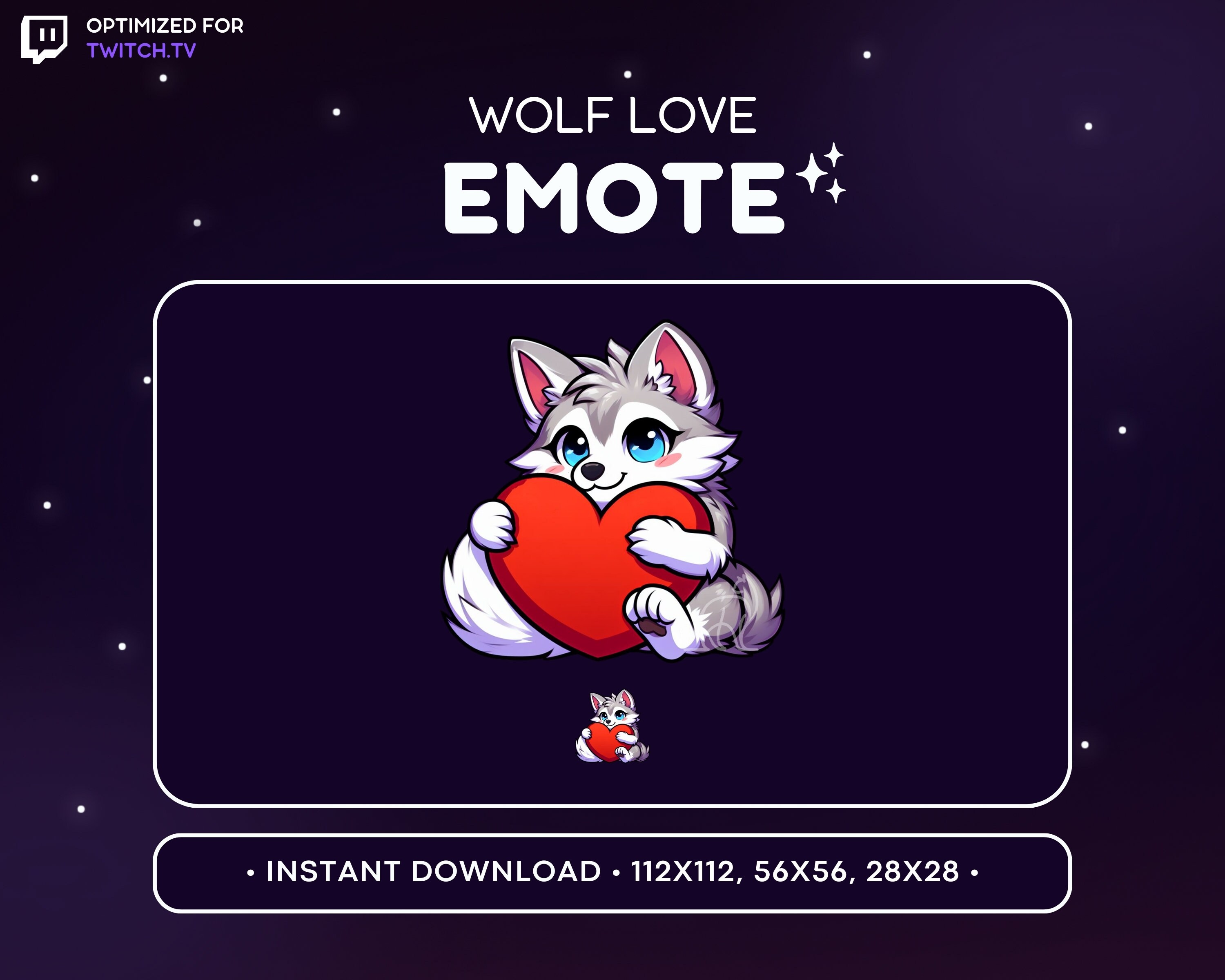Wolf Twitch Emote Love - Heart Wolf Emote, Gray Wolf Discord Emote ...