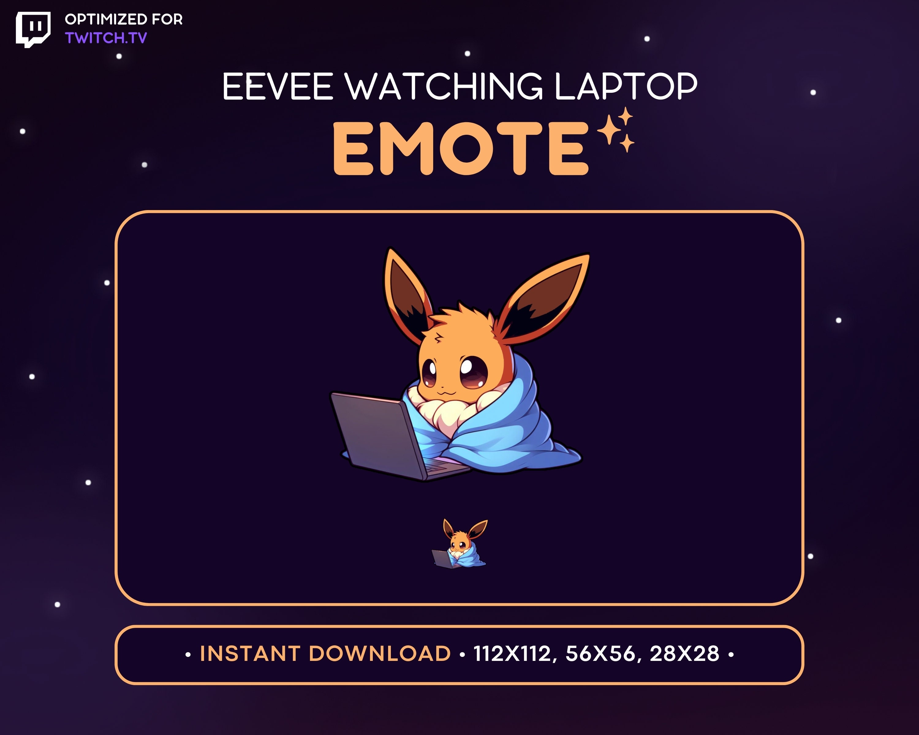 Cute Eevee Twitch Emote Watching Laptop Pokemon Eevee Emote, Gaming ...