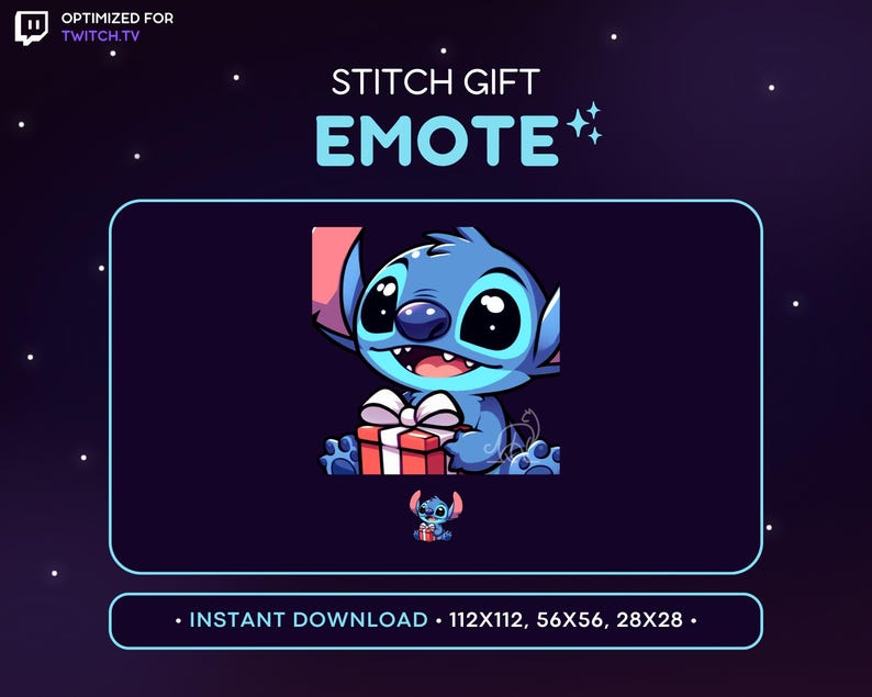 Stitch Twitch Emote Gift Box Stitch Discord Emote, Stitch Streaming ...