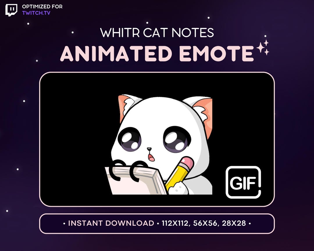 ANIMATED White Cat Taking Notes Emote - Cute Animated Cat Discord Emote ...