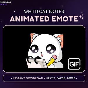 ANIMATED White Cat Taking Notes Emote - Cute Animated Cat Discord Emote ...