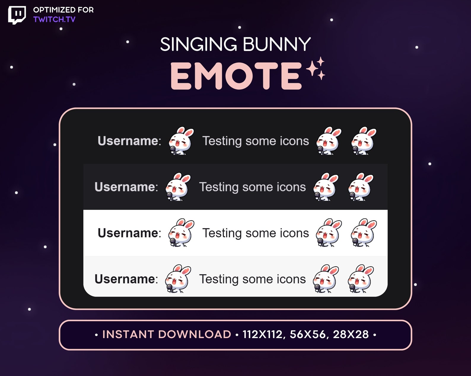 Cute Bunny Twitch Emote Singing Bunny Emote, Bunny Discord Emote ...